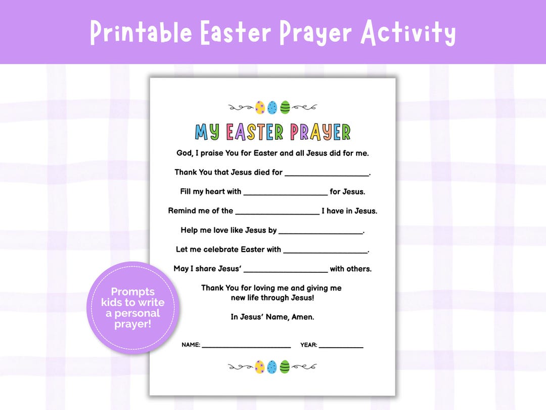 Easter Prayer Activity, Easter Prayer Worksheet, Christian Kids Easter ...