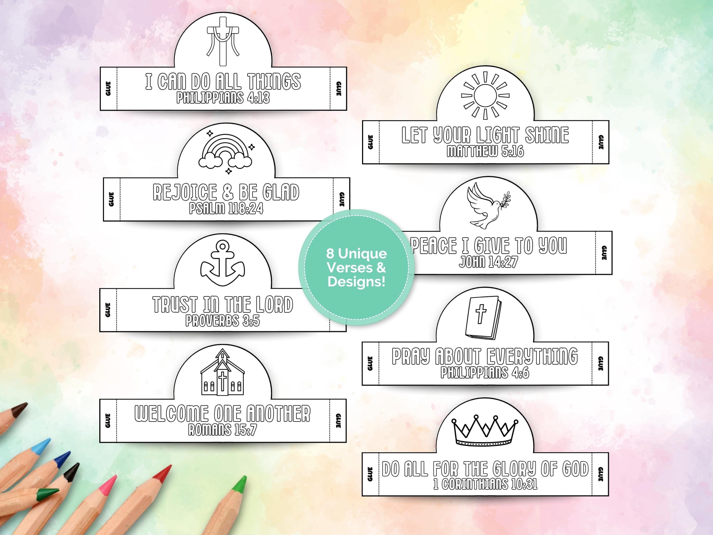 Bible Verse Paper Crown Bundle, Kids Paper Hat Craft, Sunday School ...