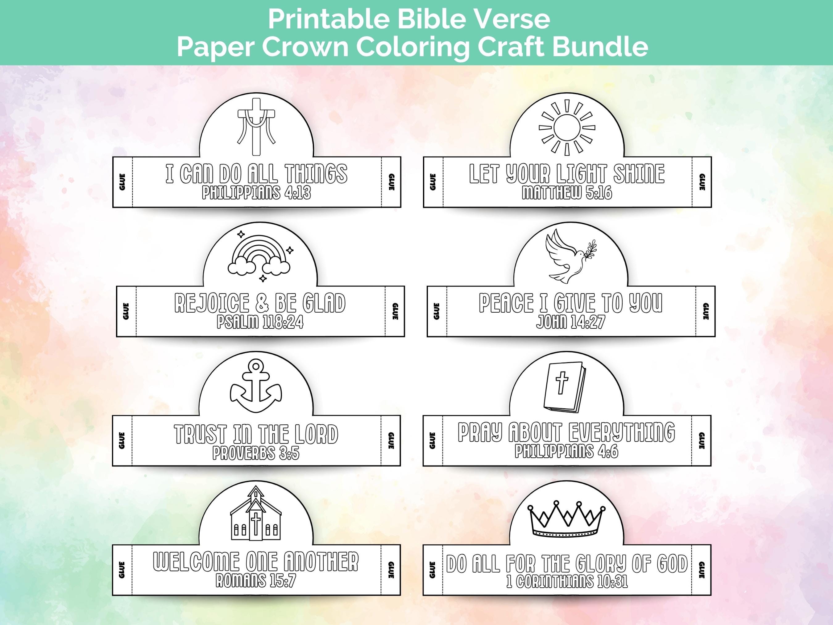 Bible Verse Paper Crown Bundle, Kids Paper Hat Craft, Sunday School ...