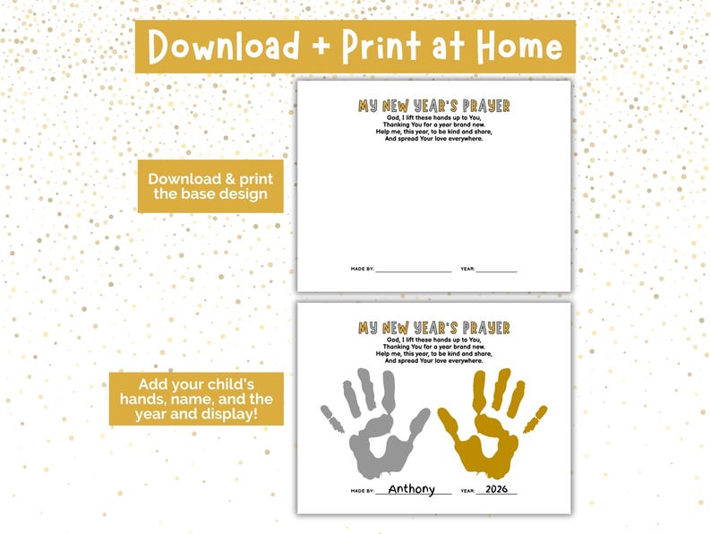 New Year’s Prayer Handprint Craft, Christian New Year Handprint Art ...