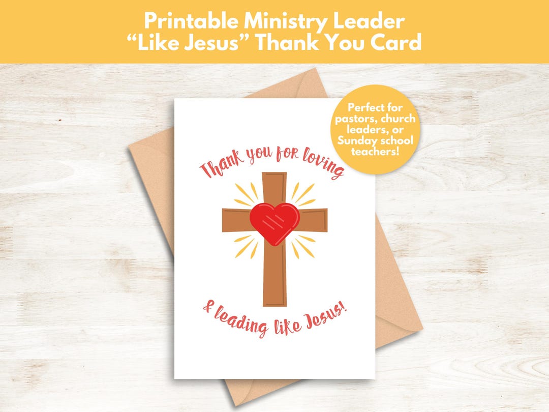 Ministry Leader “like Jesus” Thank You Card, Kids Pastor Appreciation ...