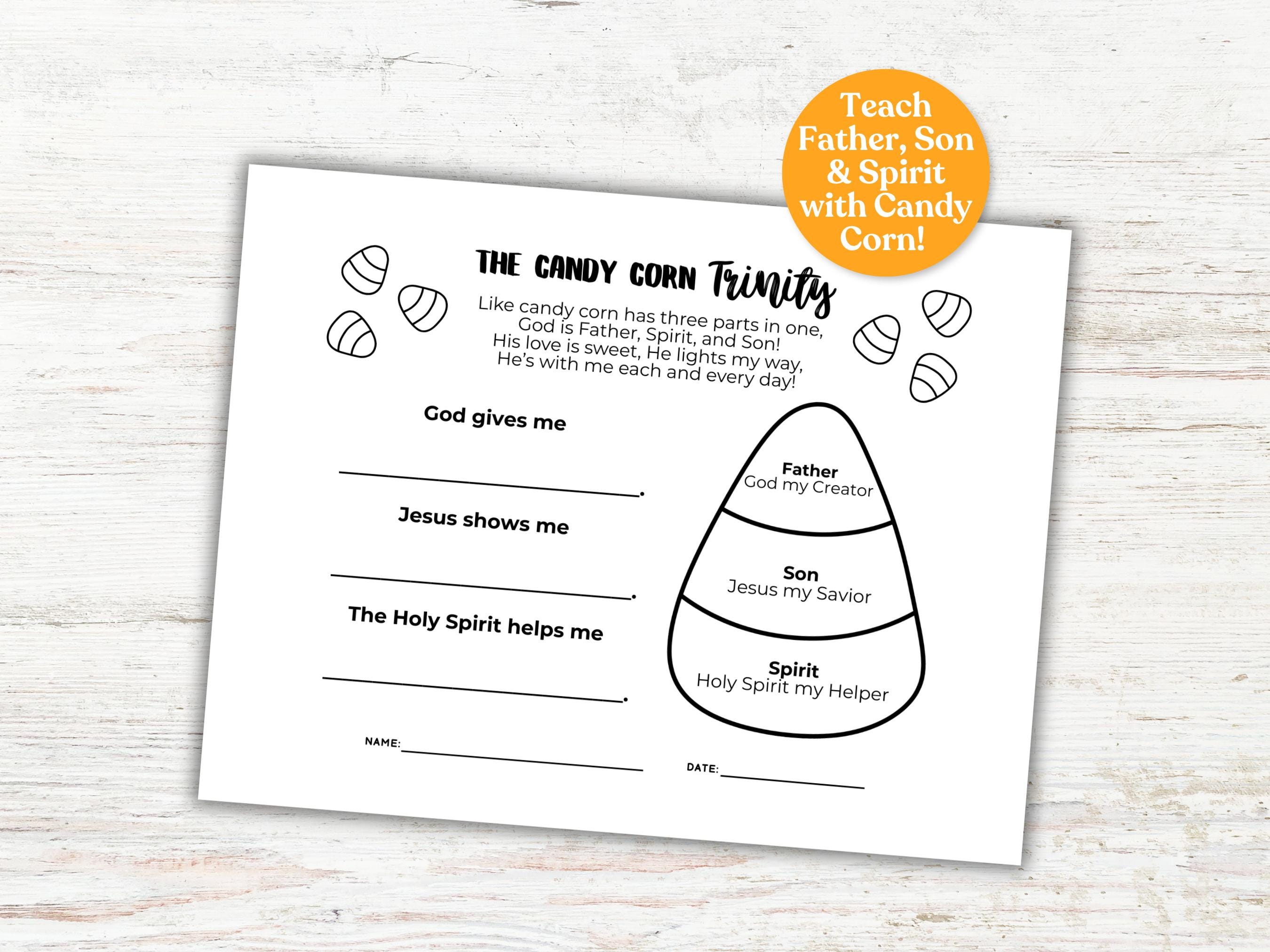 Candy Corn Trinity Activity, Christian Halloween Kids Activity, Fall ...
