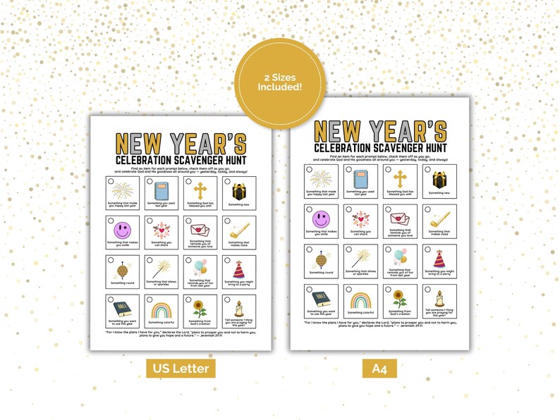 New Year’s Celebration Scavenger Hunt, Christian New Year’s Game, Kids ...
