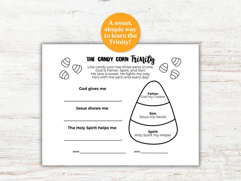 Candy Corn Trinity Activity, Christian Halloween Kids Activity, Fall ...