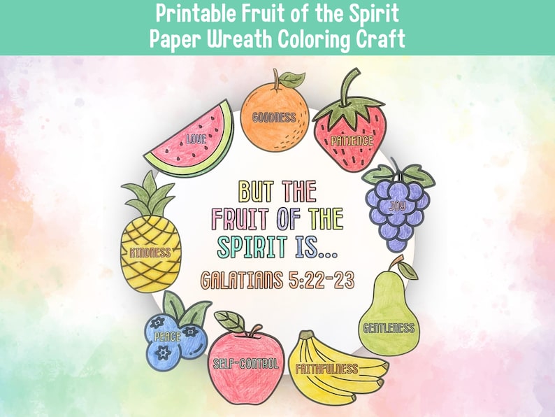 Fruit of the Spirit Paper Wreath Craft, Sunday School Craft, Galatians ...