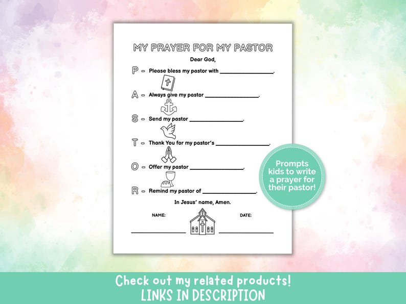 Thank You Pastor Activity, Pastor Appreciation Activity, Pastor Gift ...