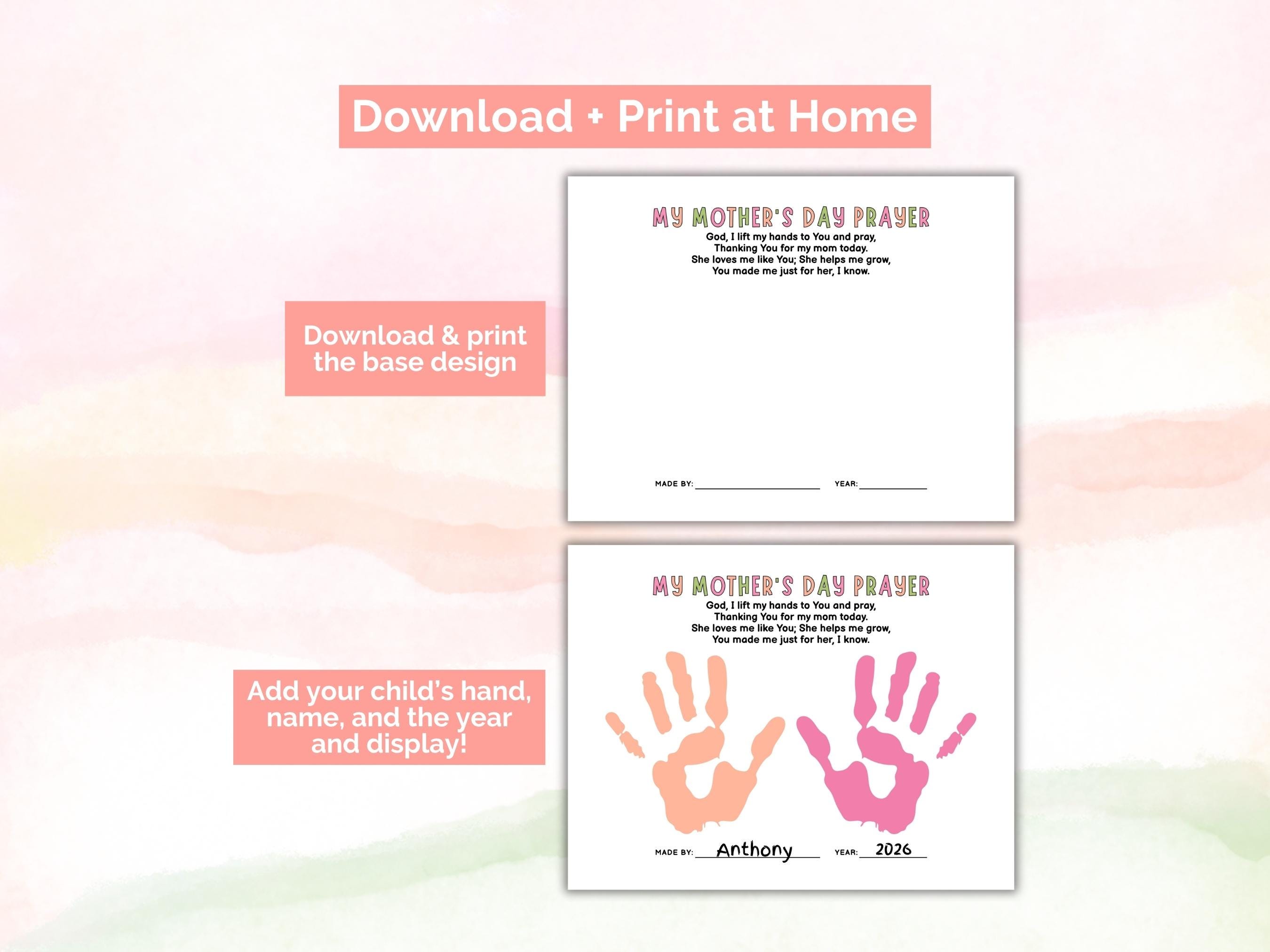 Mother’s Day Prayer Handprint Craft, Christian Mother’s Day Handprint ...