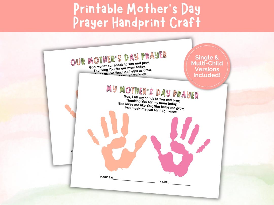 Mother’s Day Prayer Handprint Craft, Christian Mother’s Day Handprint ...