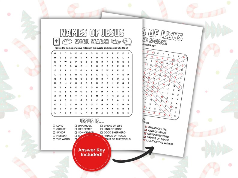Names of Jesus Bible Word Search, Names of Christ Word Search Puzzle ...