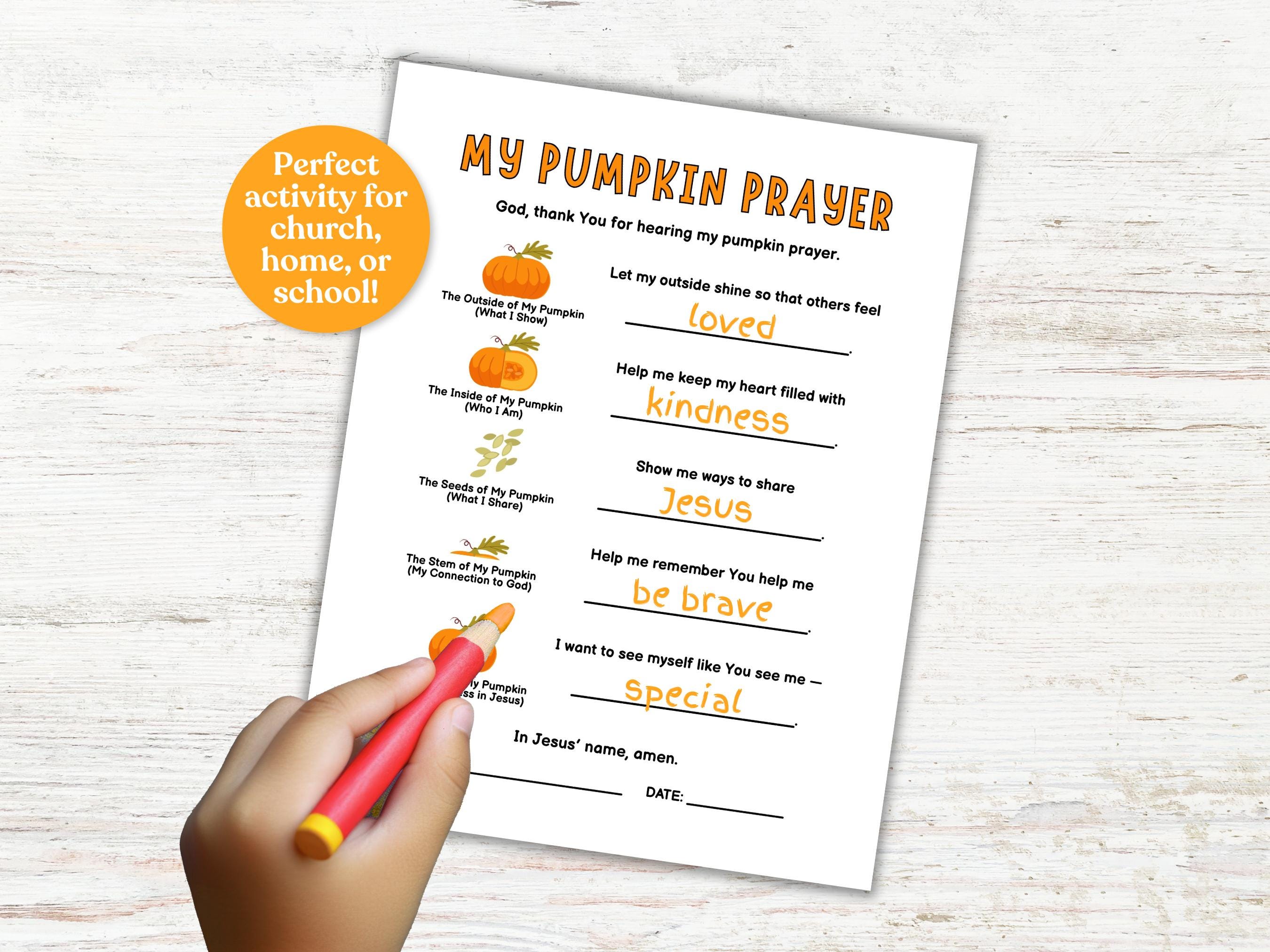 Pumpkin Prayer Activity, Christian Halloween Kids Activity, Fall Sunday ...