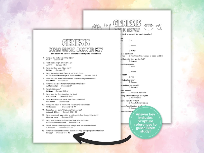 Genesis Bible Trivia, Genesis Bible Game for Kids, Genesis Kids Bible ...
