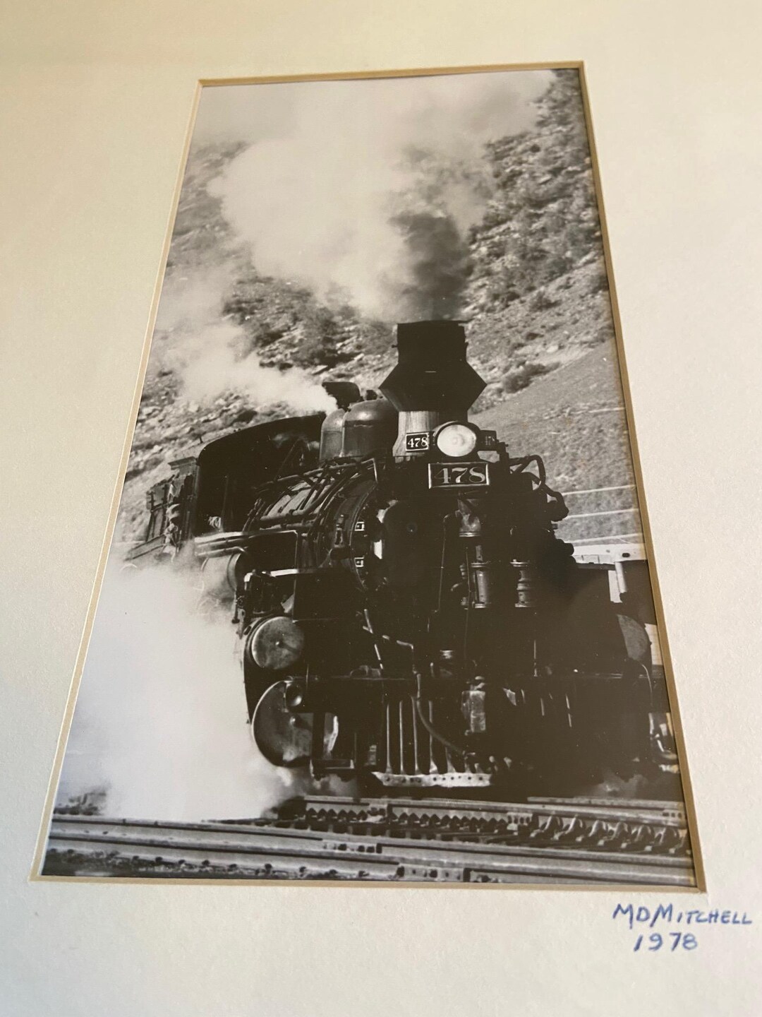 Steam Locomotive Black and White Print Engine #478 - 1978 - Signed MD ...