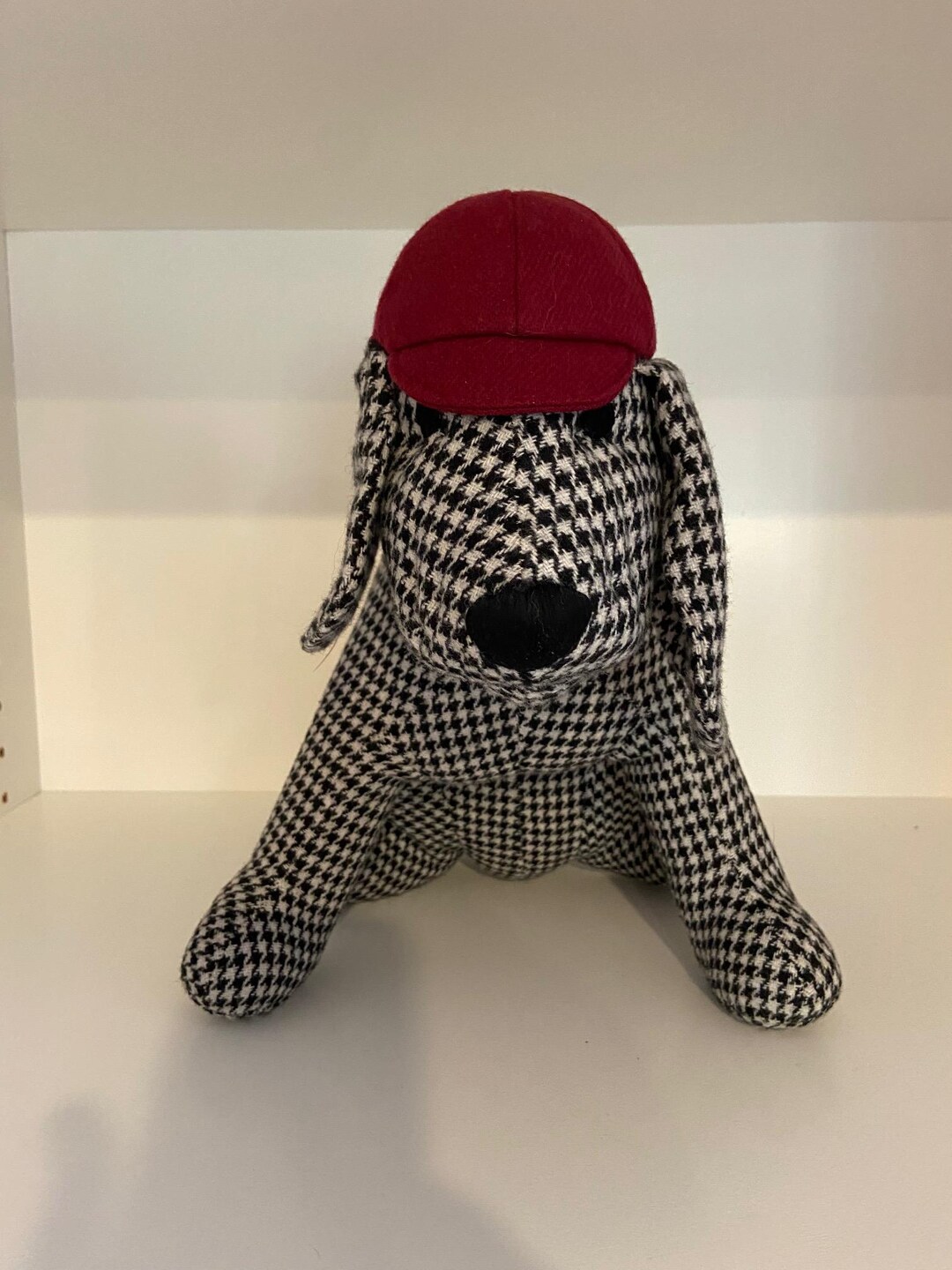 Vintage Handmade Stuffed Dog - Houndstooth Pattern 19 Inches Long Nose ...