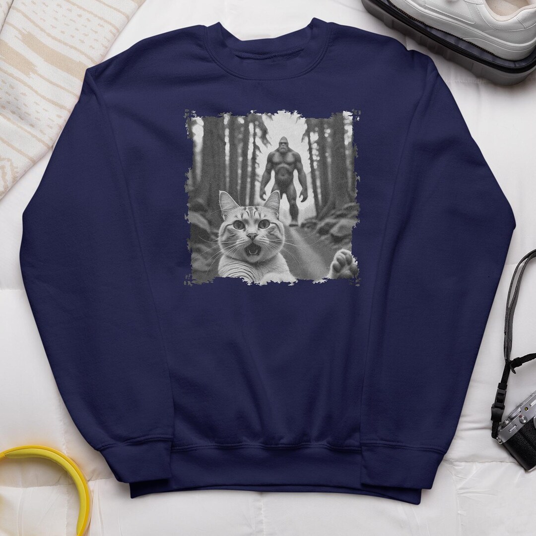 Cat Selfie Sasquatch Shirt: Retro Bigfoot Meme (unisex Sizes) - Etsy