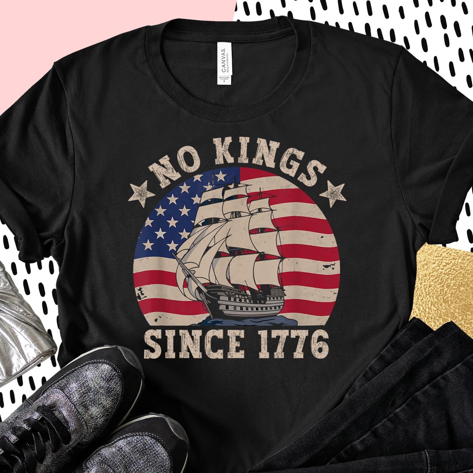 No Kings in America Since 1776, Vintage Patriotic USA Png, 4th of July ...