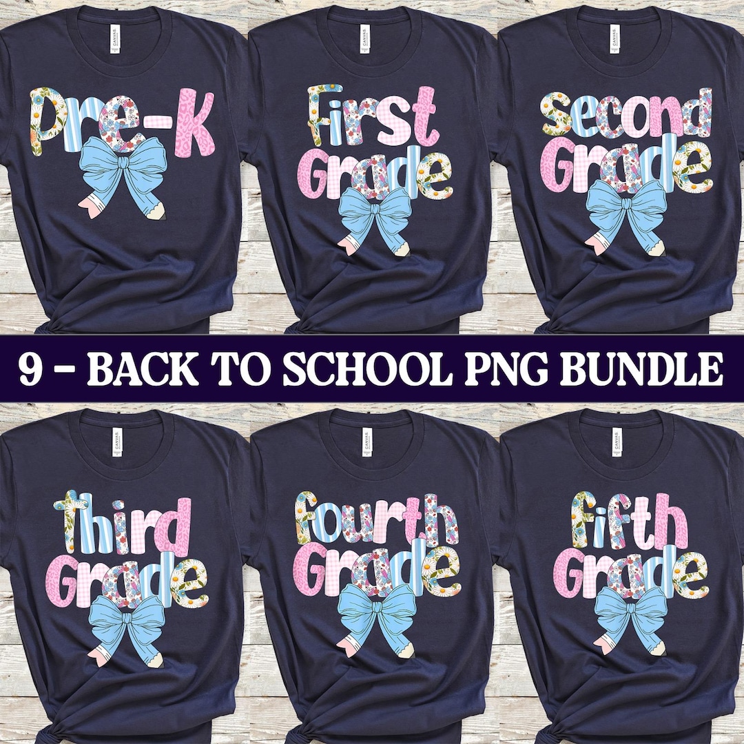 Coquette Back to School PNG Bundle, Preppy Teacher First Day of School ...