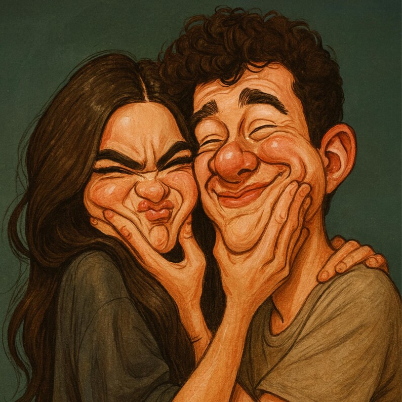Custom Funny Cartoon Portrait – Exaggerated Caricature Style Wall Art ...