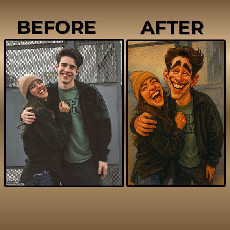 Custom Funny Cartoon Portrait – Exaggerated Caricature Style Wall Art ...