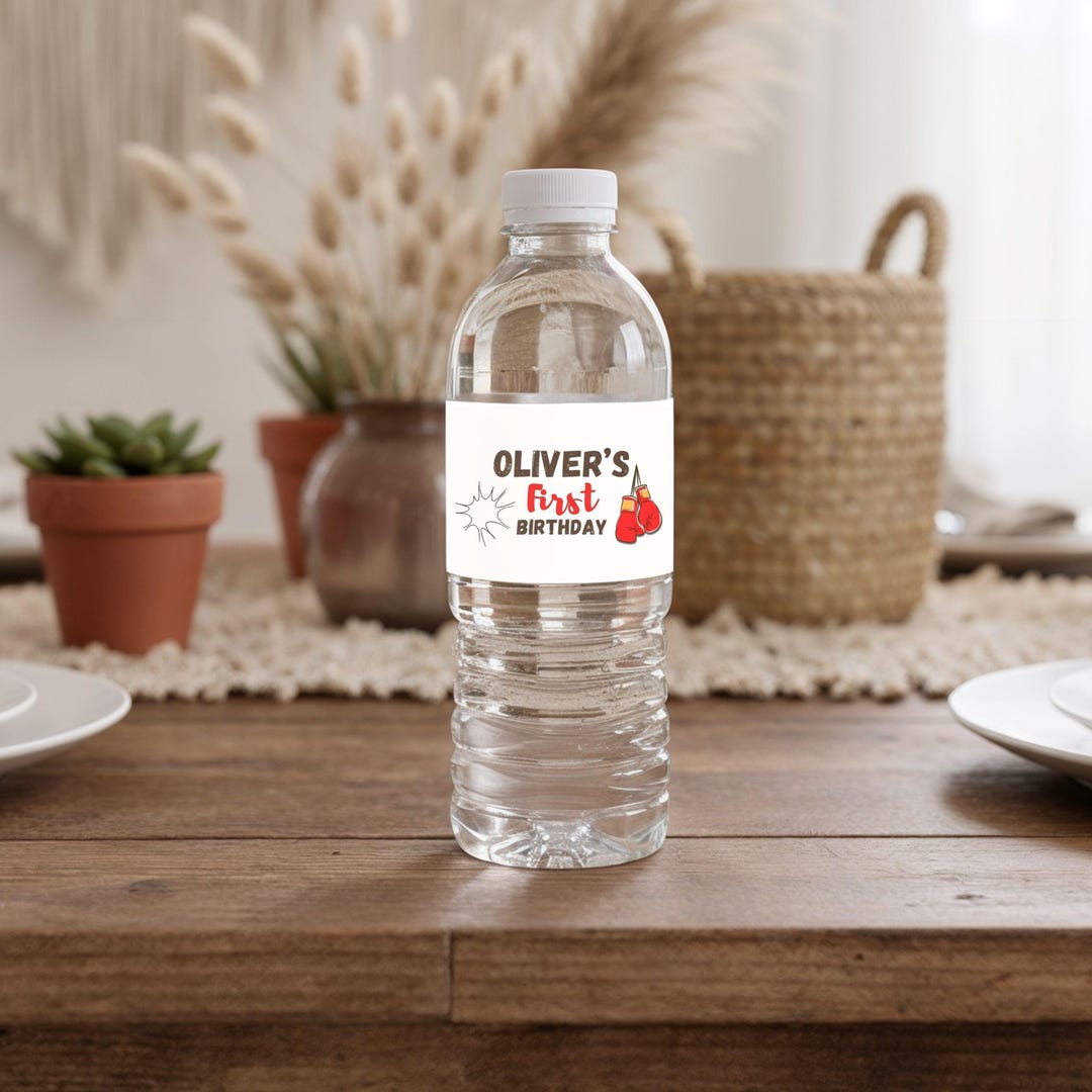 My First Knockout Water Bottle Labels Boxing Water Bottle Label Boy ...