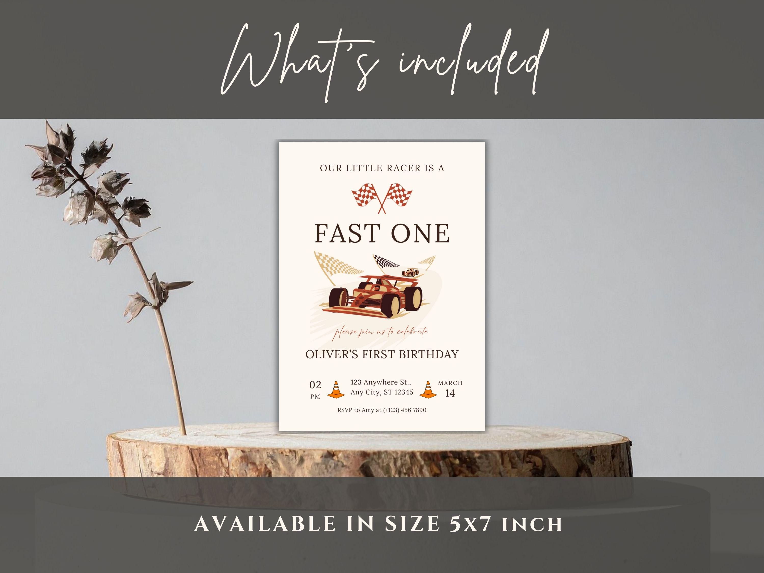 Fast One First Birthday Invite Formula First Boy Birthday Invite Race ...