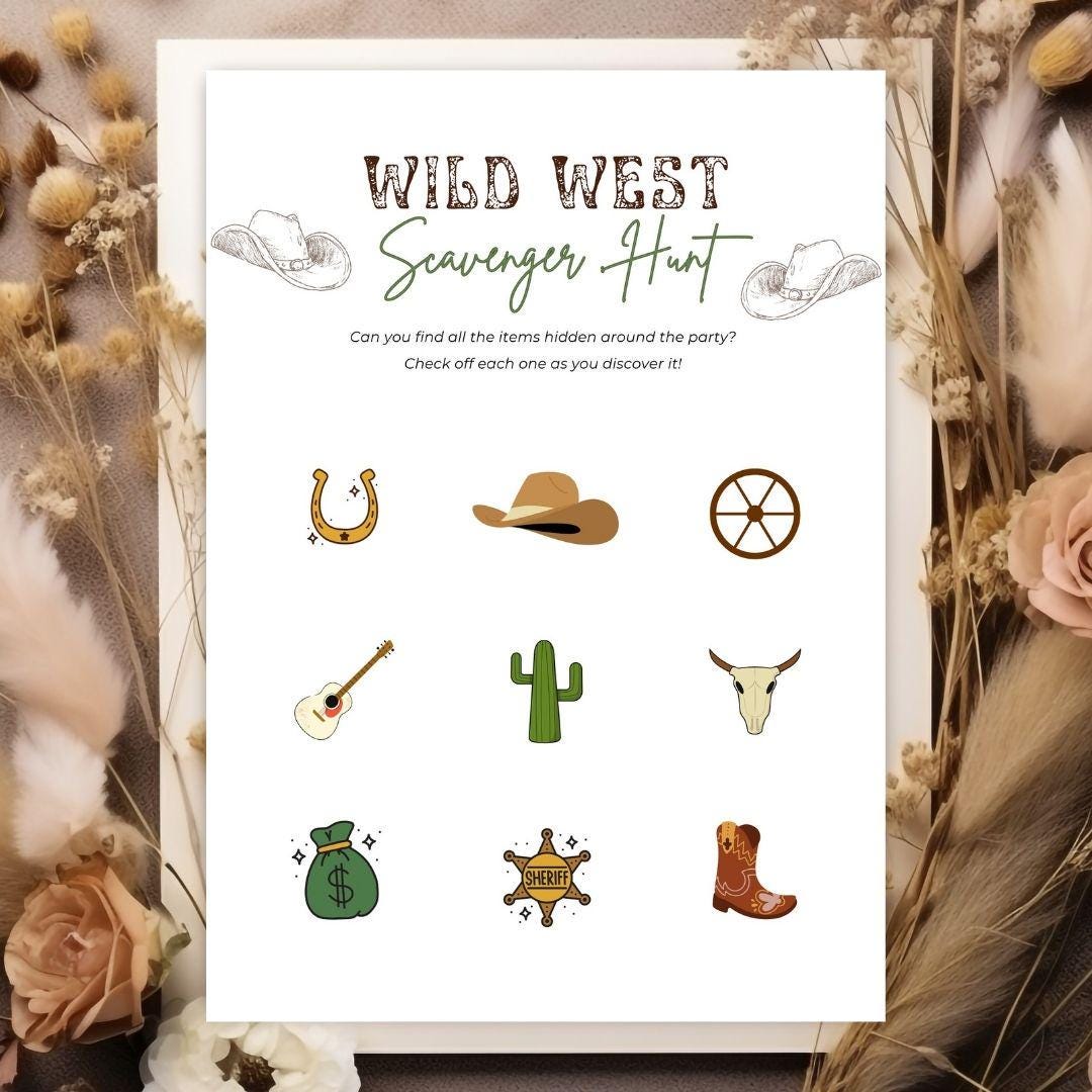 Wild West Birthday Scavenger Hunt Game Cowboy Birthday Games - Etsy