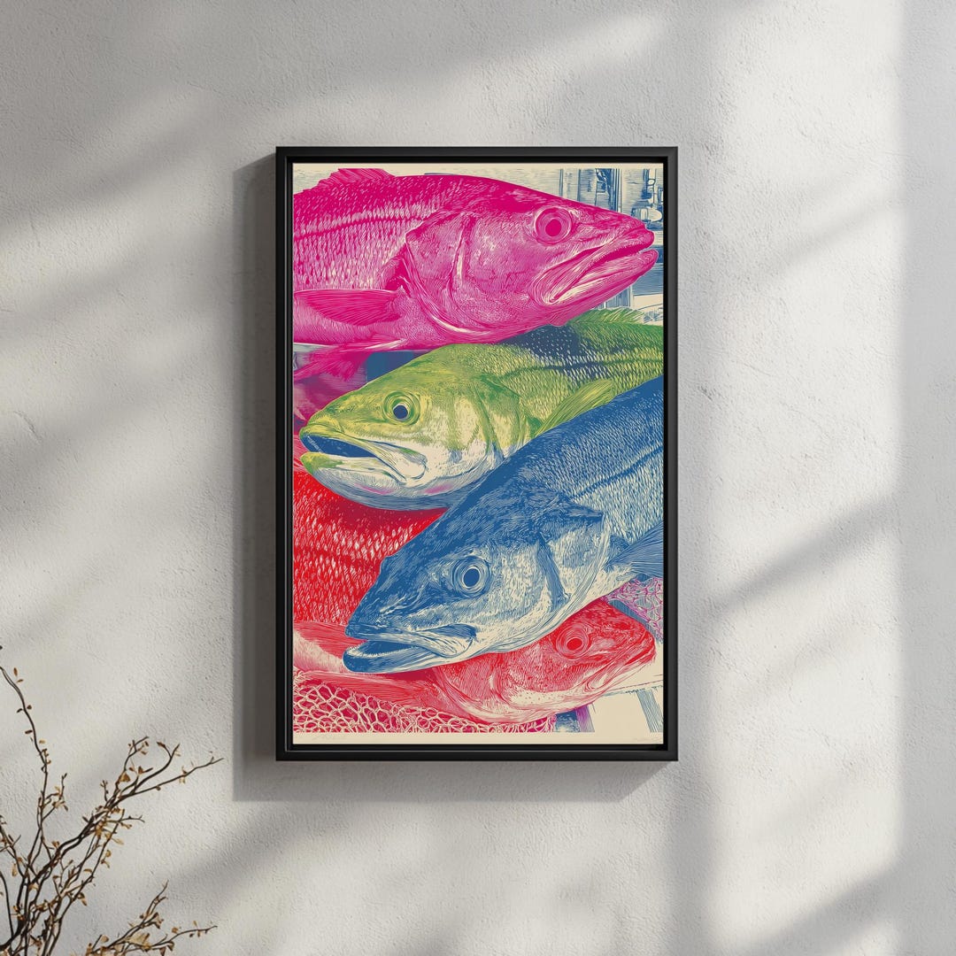 60 Andy Warhol Funky Fish Market Pop Art Print Surreal Food Scene ...
