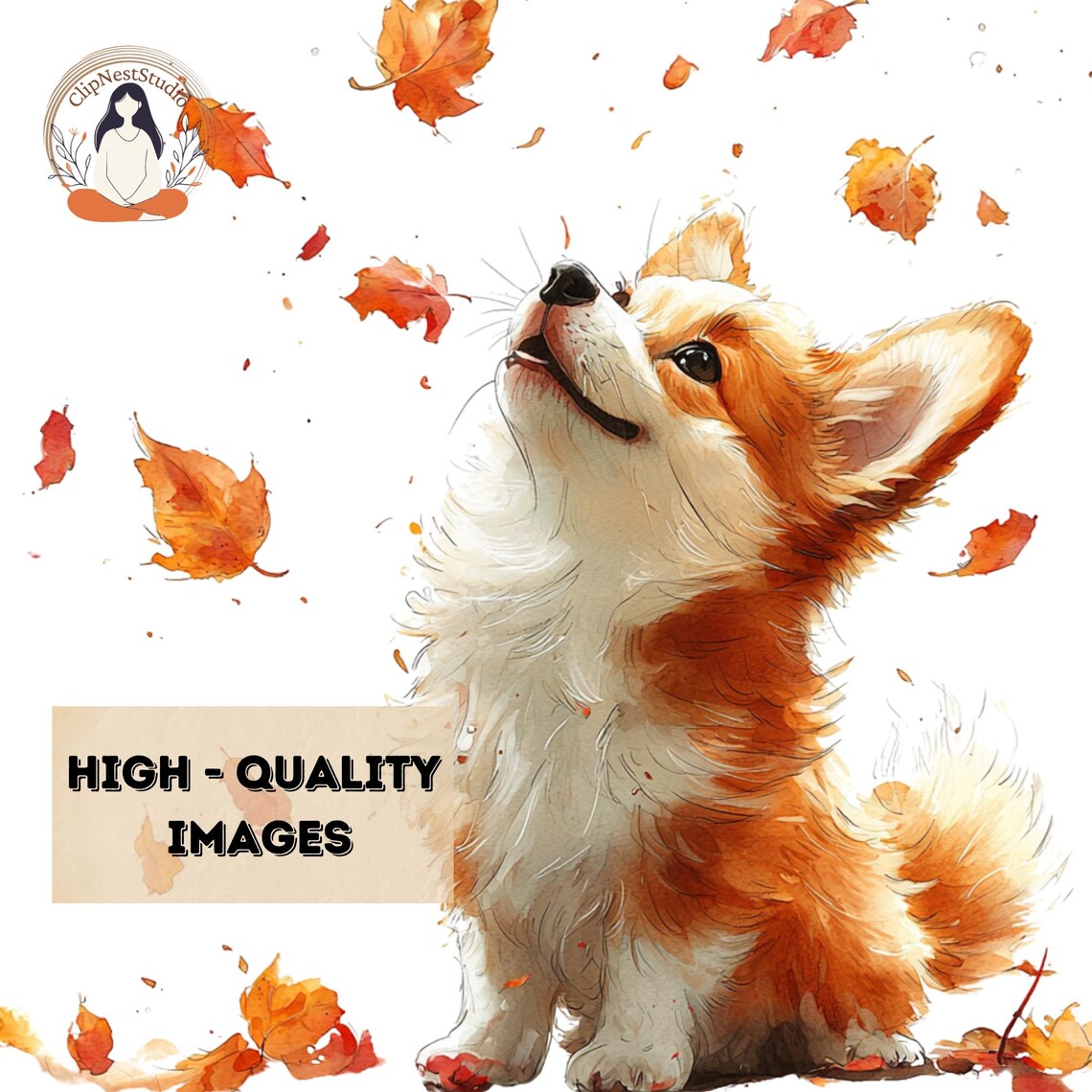 Corgi Clipart, Cute Digital Sticker, Watercolor Animal Clip Art, Pet ...