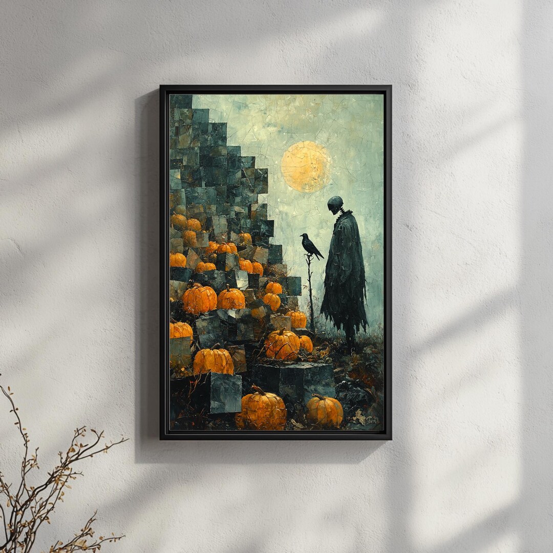 10 Abstract Grim Reaper With Pumpkins Pablo Picasso Halloween Wall Art ...
