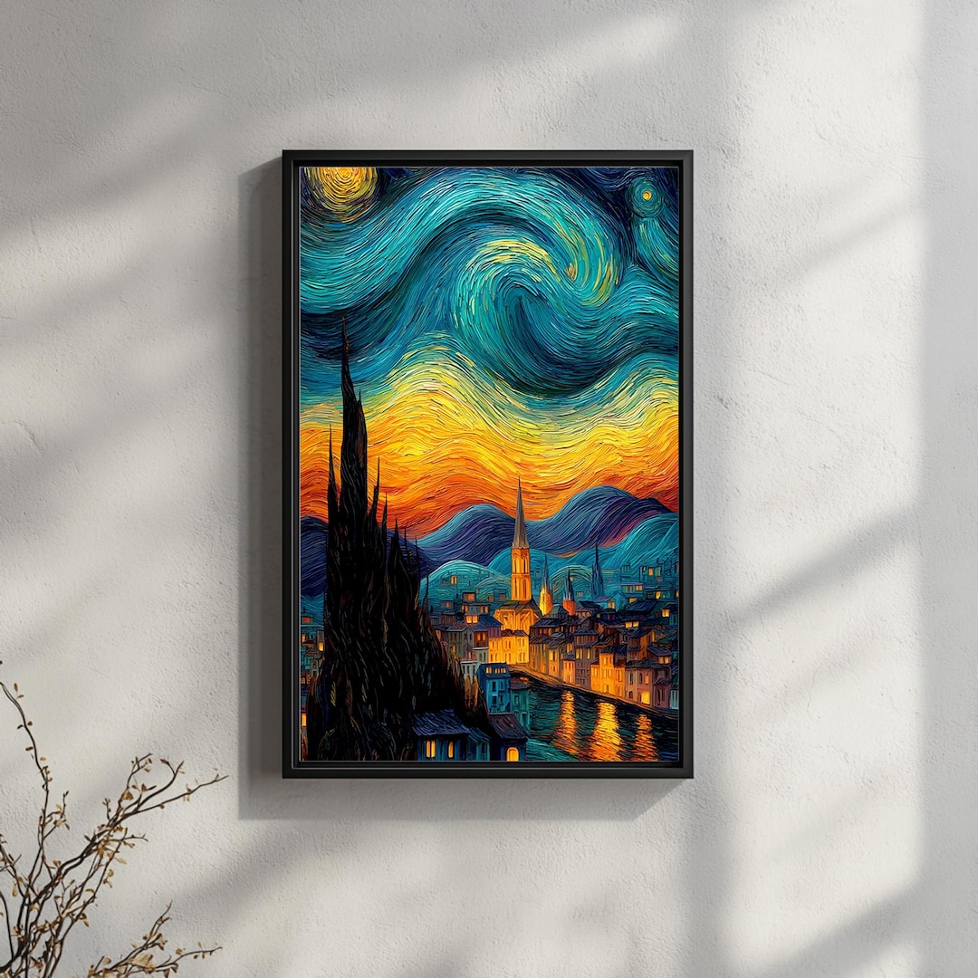 51 Vincent Van Gogh Expressive Cityscape Illuminated Skyline Canvas ...
