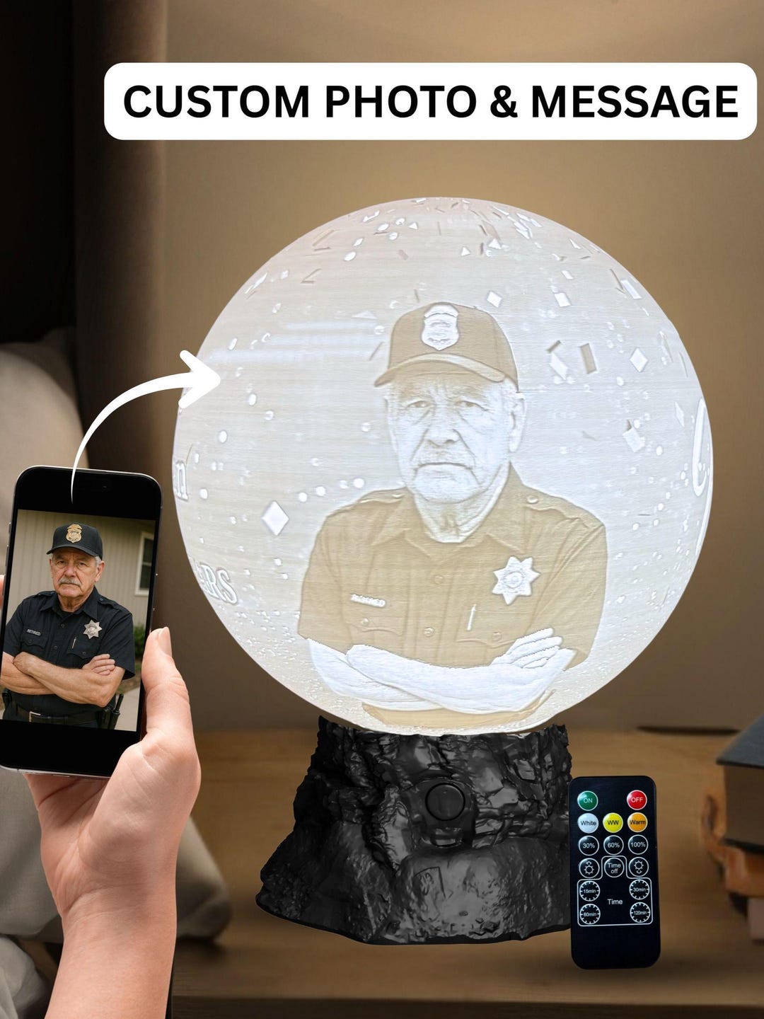 Personalized Retirement Moon Lamp - Photo & Text | Custom Retirement ...
