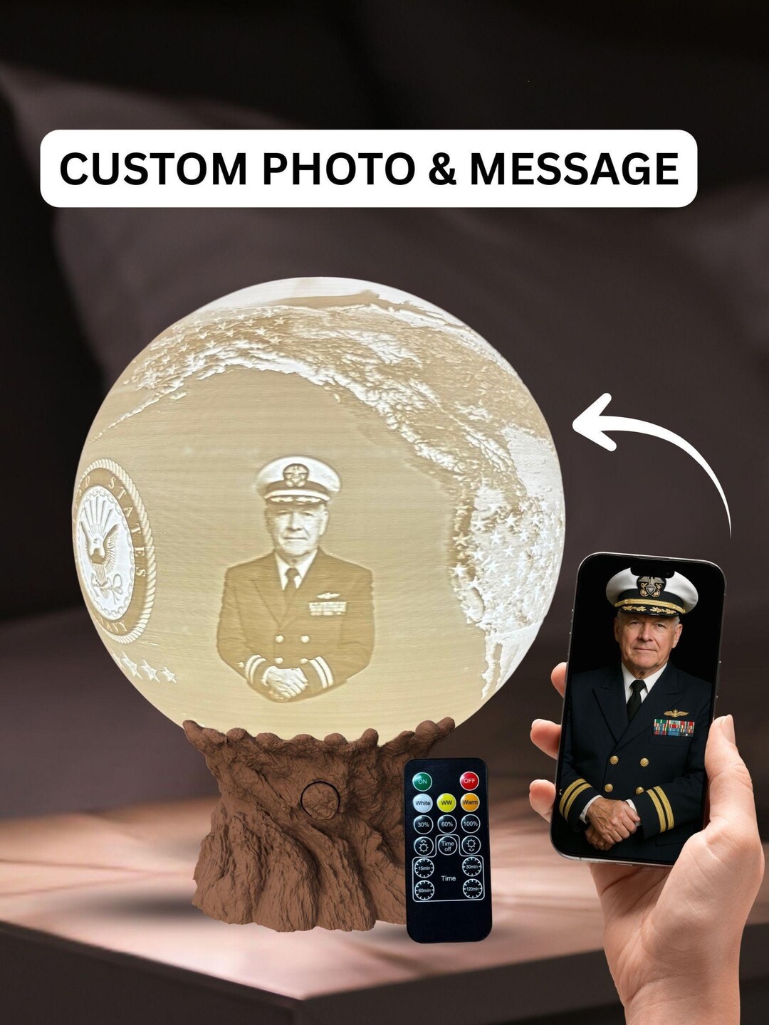 Custom Navy Retirement Moon Lamp | Personalized Military Moon ...