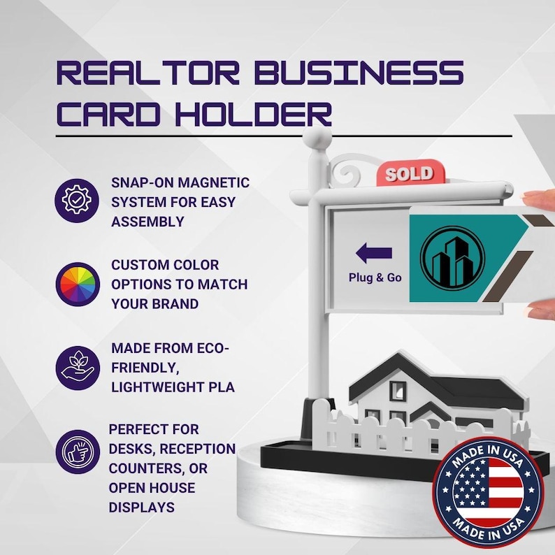 Custom SOLD Sign Business Card Holder | Real Estate Yard Sign Desk ...