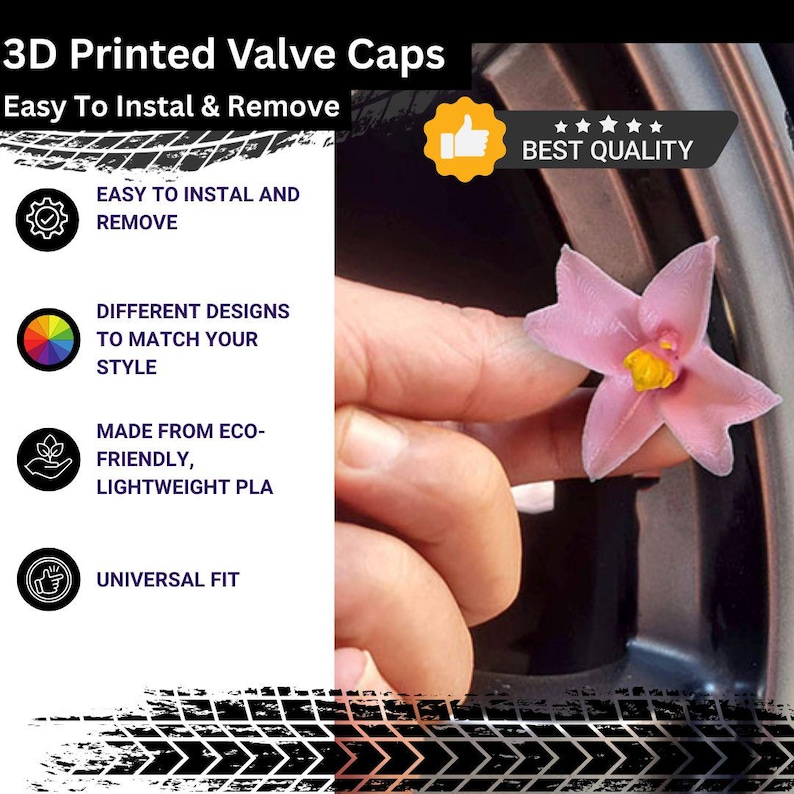 Lily Flower Tire Valve Caps | Universal Fit Car Stem Covers - Etsy