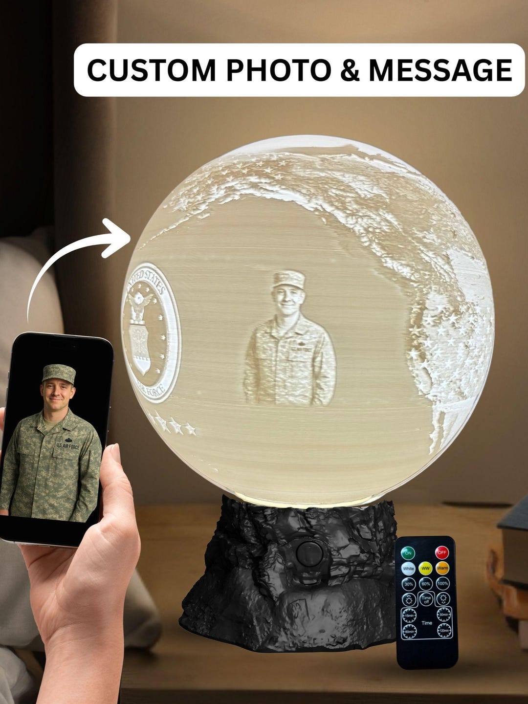 Custom Air Force Night Light - 3D Printed Moon Lamp | Personalized ...