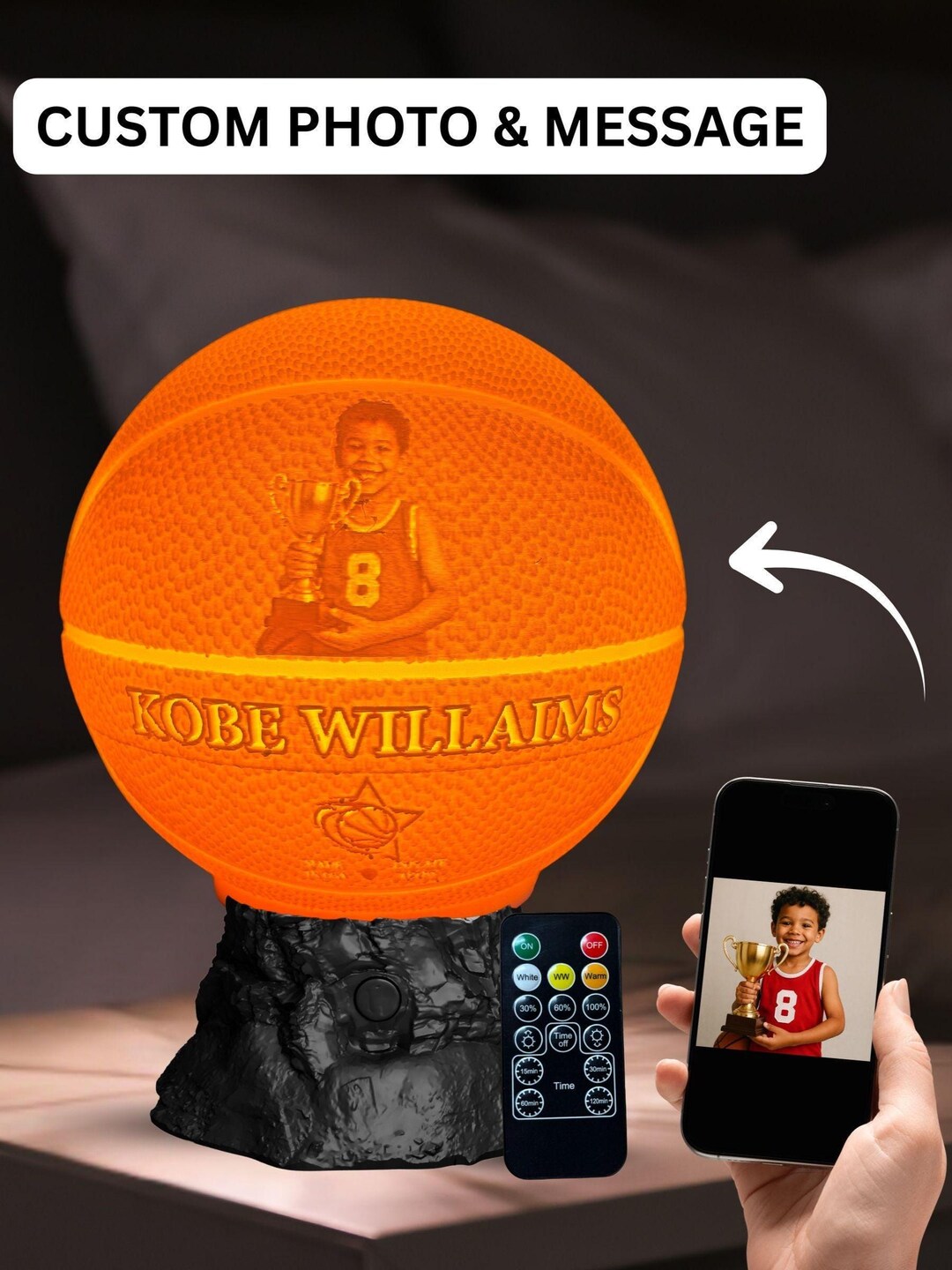 Personalized Basketball Moon Lamp | Custom Photo Player Gift ...
