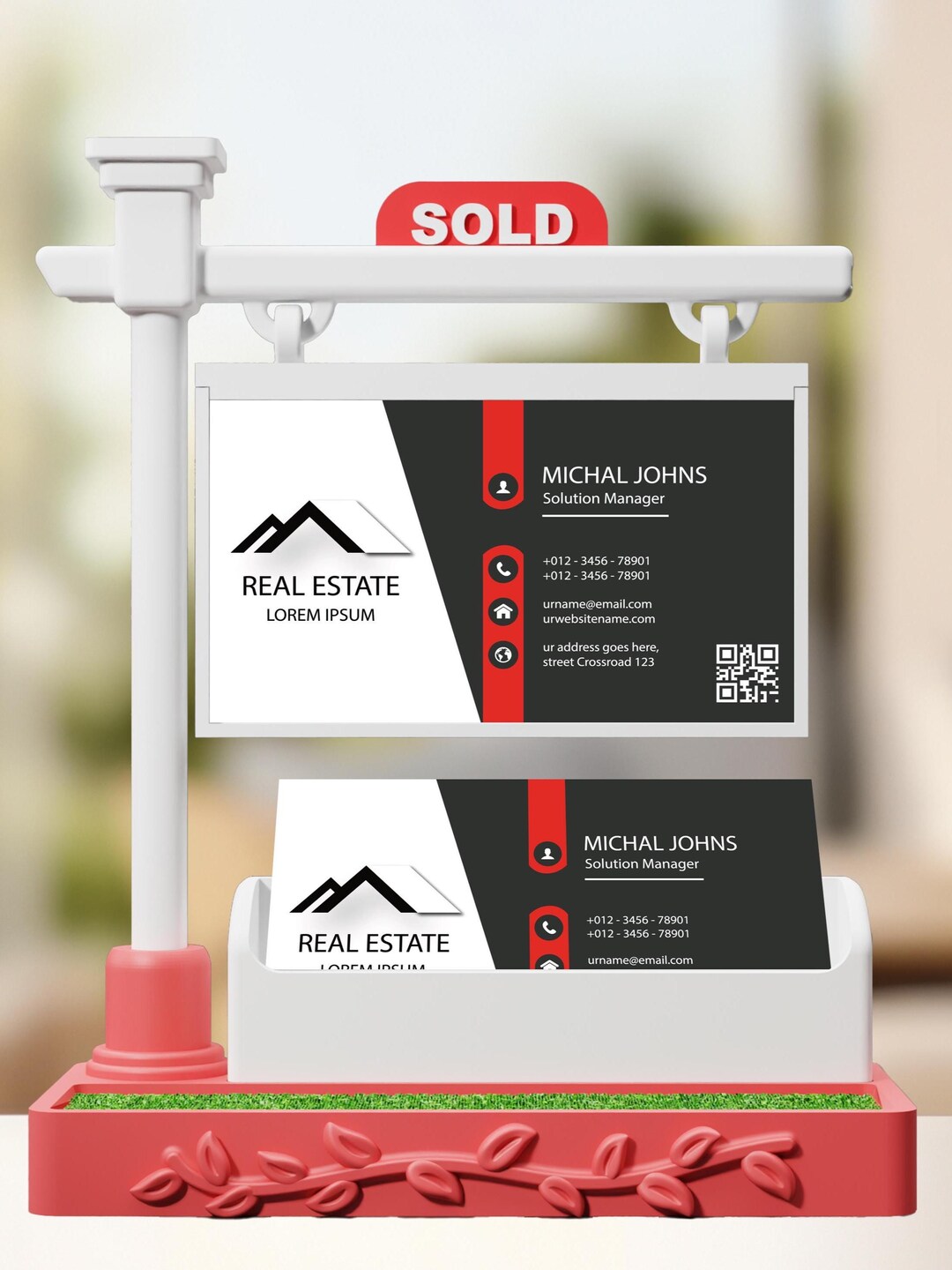 Realtor Business Card Holder | Custom SOLD Sign Desk Display - Etsy