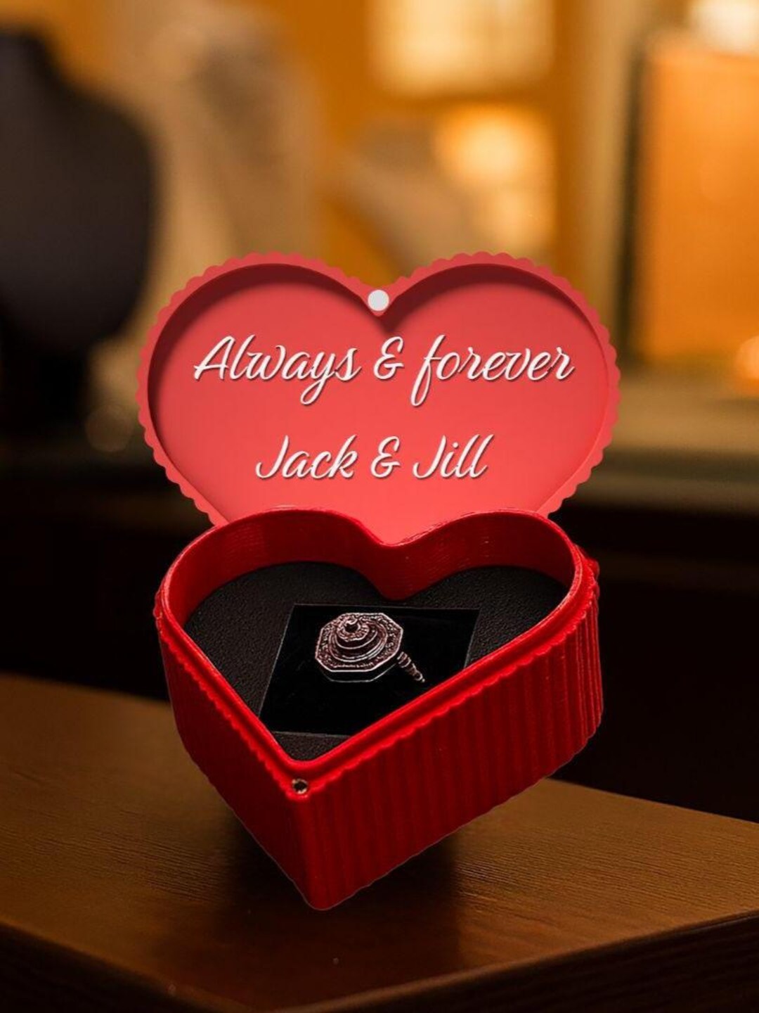Custom Heart Ring Box Red | Wedding Engagement Jewelry Box - Etsy