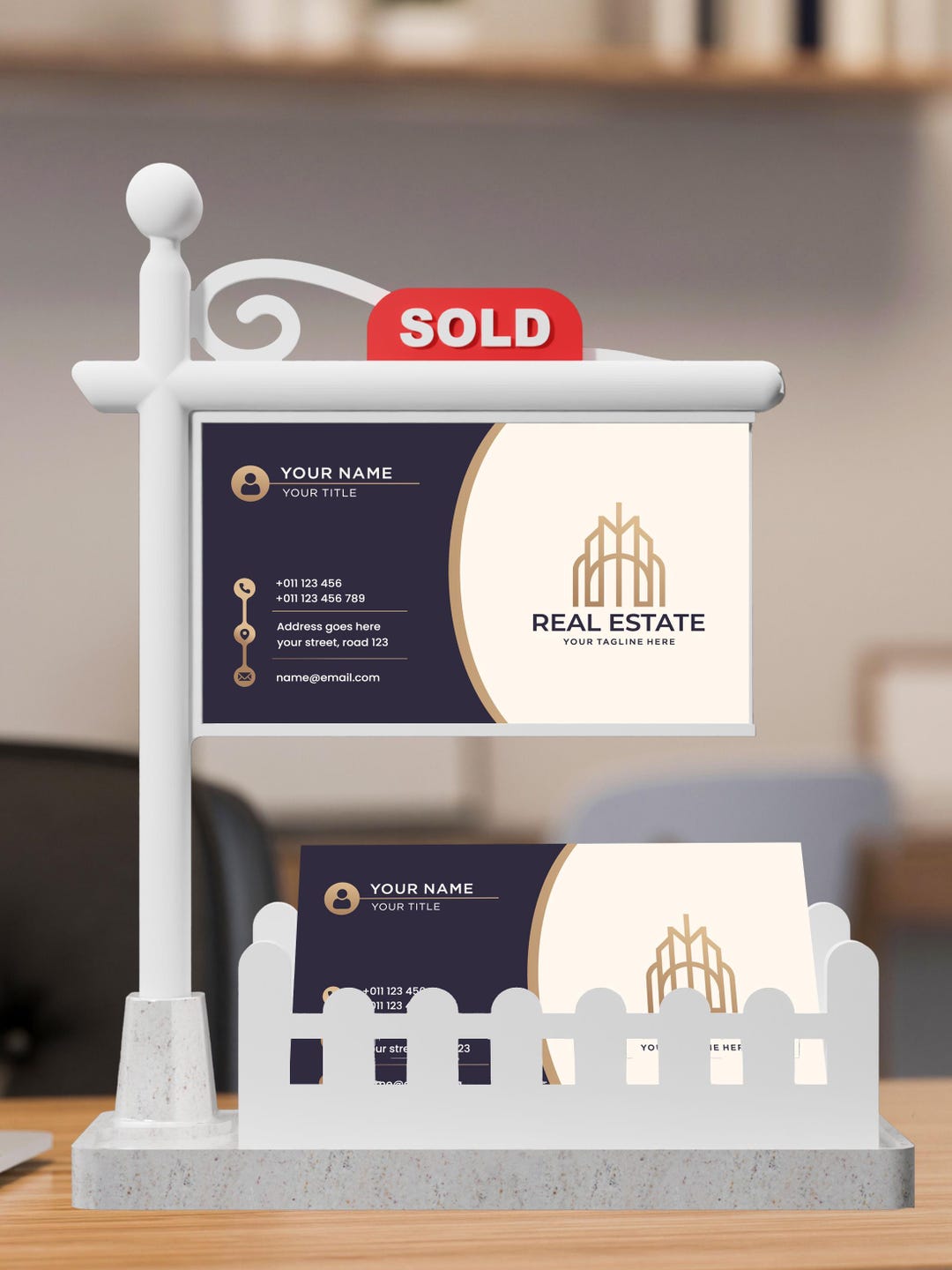 Custom "sold" Sign Business Card Holder | Realtor Desk Decor - Etsy