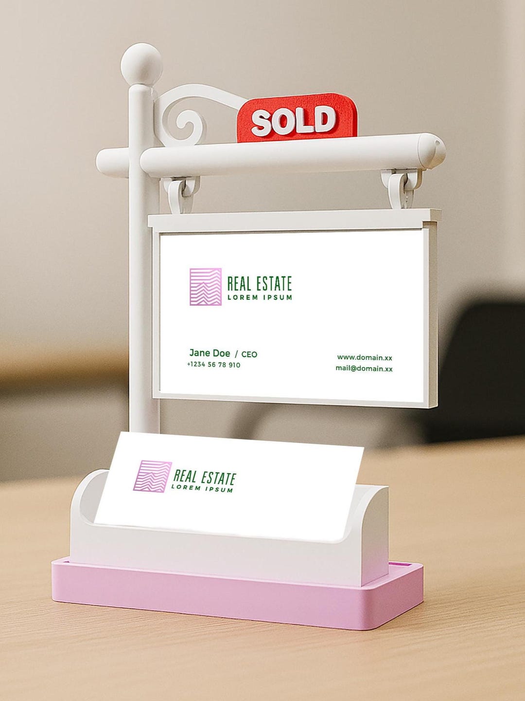 Custom SOLD Sign Business Card Holder | Realtor Desk Decor - Etsy