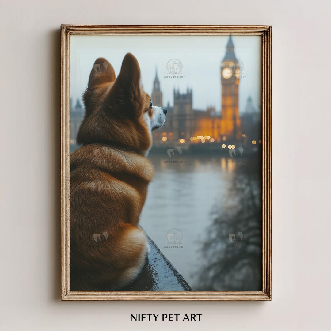Corgi Portrait Print – Moody London Skyline Pet Photography (digital ...