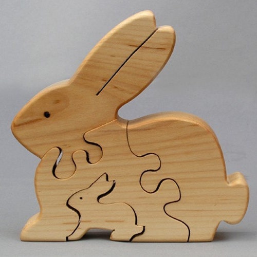 Wooden RABBIT Bunny Jackrabbit Handmade Toy Animal Waldorf | Etsy