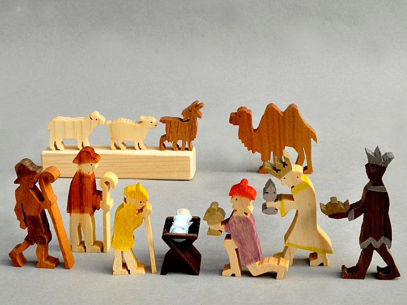 The Christmas Story Unique Nativity Set Wooden Nativity Scene | Etsy