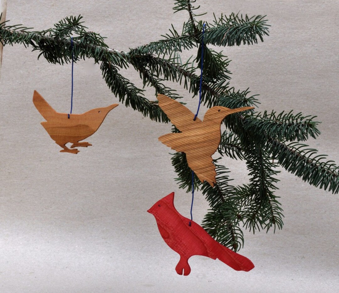 Wooden Bird Ornaments Cardinal Wren Humming Bird for - Etsy