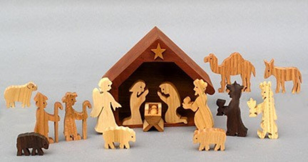 Wooden Nativity Set, Christmas Creche Christmas Decoration Handcarved ...