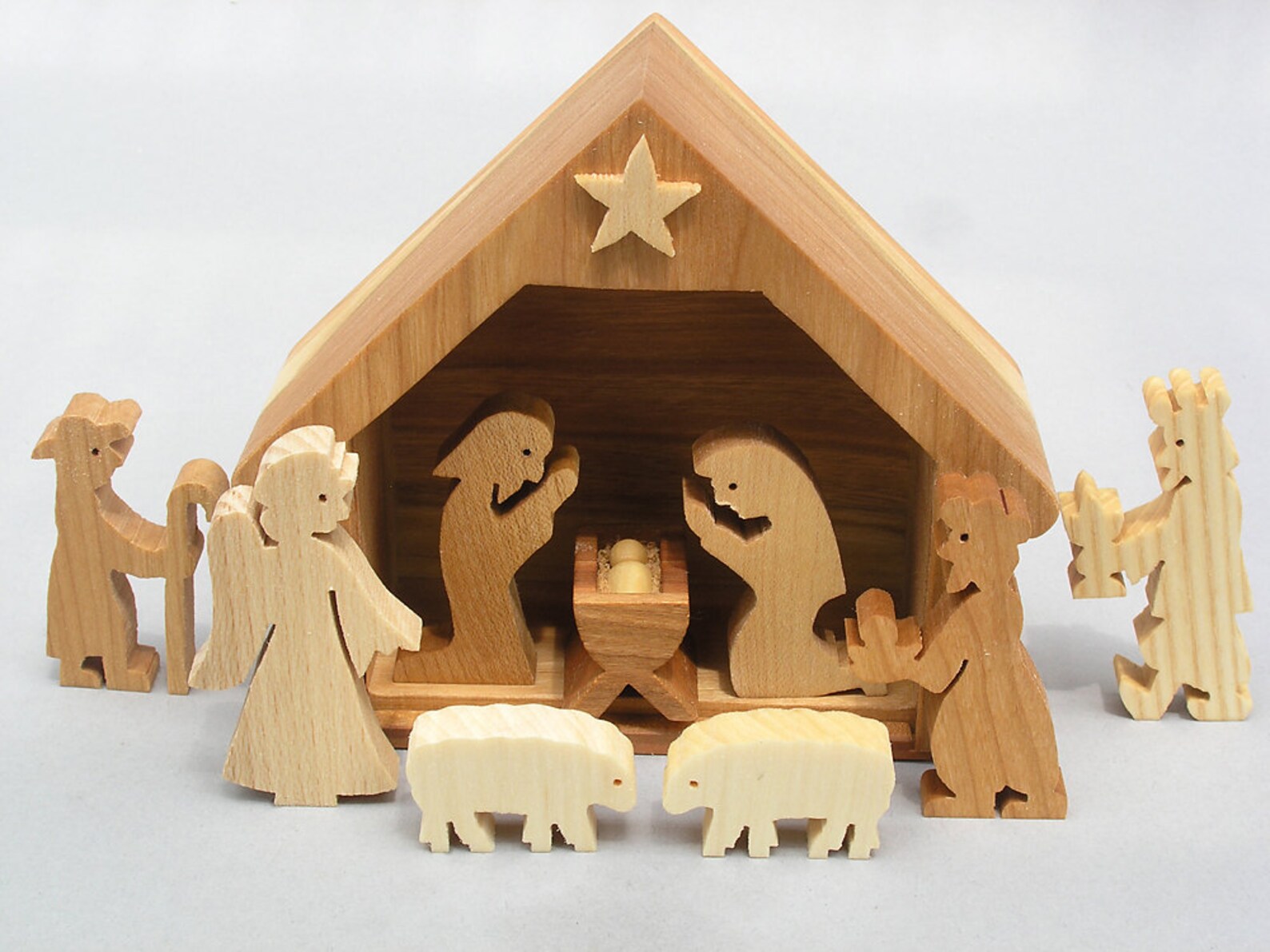 Wooden Nativity Set, Christmas Creche Christmas Decoration Handcarved ...