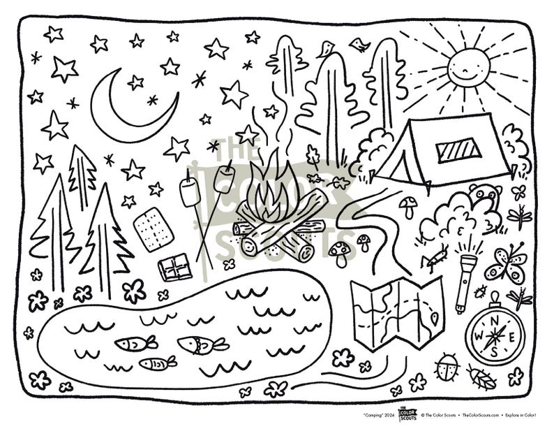 Camping Coloring Page - Etsy