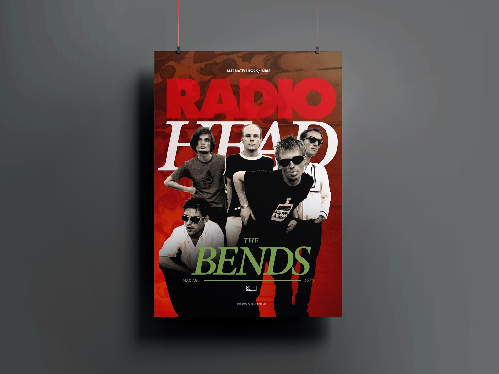 Radiohead the Bends Poster - Alternative Rock Indie Album Wall Art ...