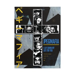 JPEGMAFIA Rap Poster - Bold Cross Design With Grungy Portraits, Hip Hop ...