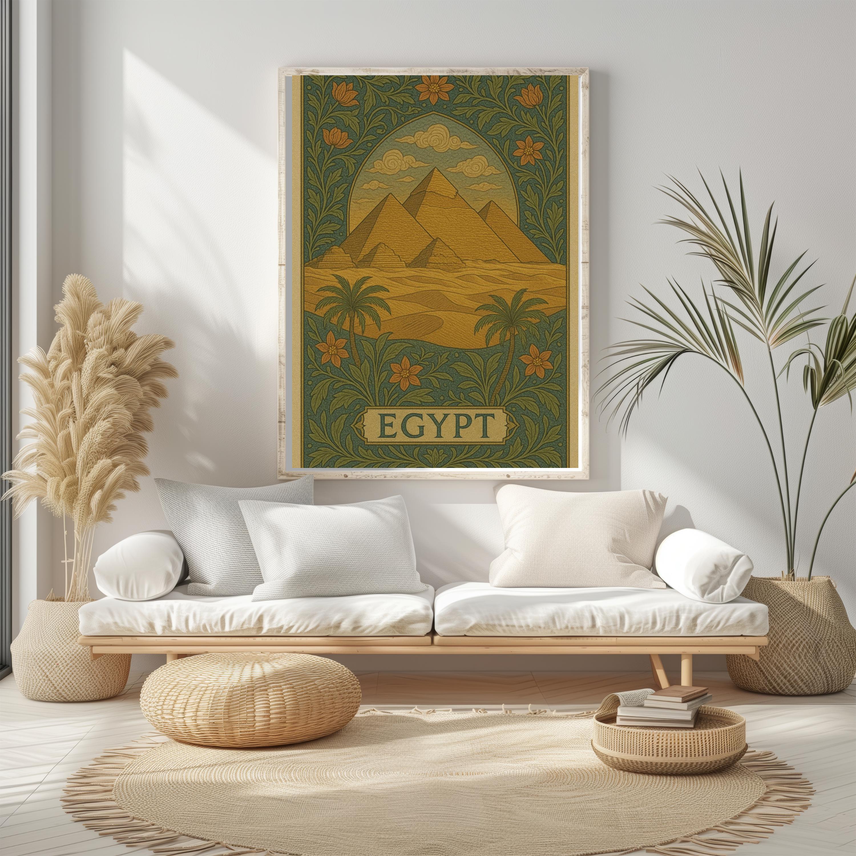 Vintage Egypt Travel Matte Poster, Pyramids & Palm Trees, William ...