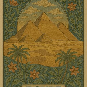 Vintage Egypt Travel Matte Poster, Pyramids & Palm Trees, William ...